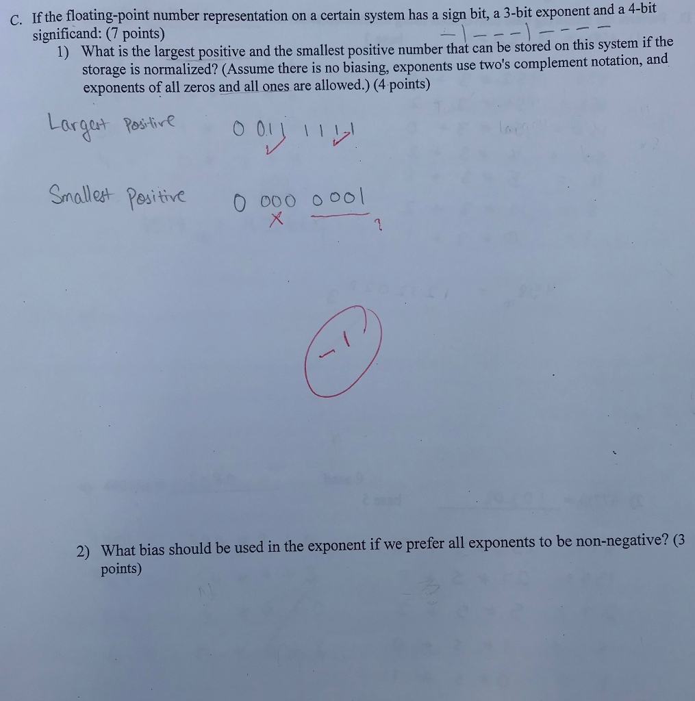 Solved C. If the floating-point number representation on a | Chegg.com