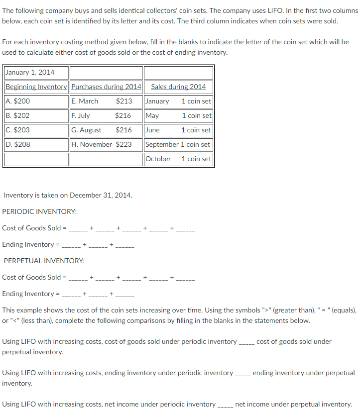 Solved The following company buys and sells identical | Chegg.com