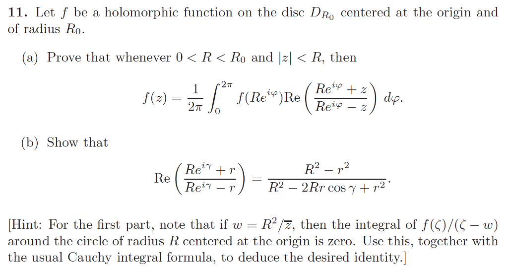 Solved 11. Let f be a holomorphic function on the disc DRo | Chegg.com