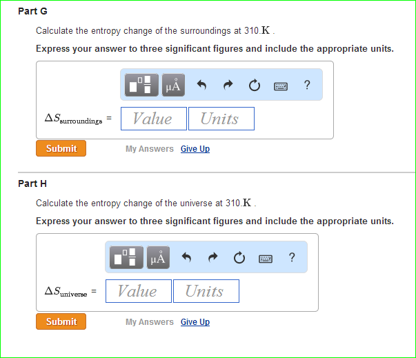 Solved Part G Calculate the entropy change of the | Chegg.com