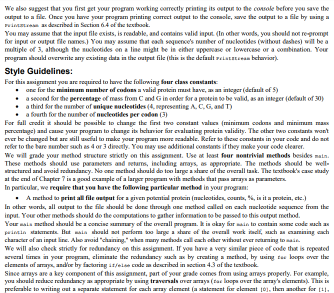 This assignment focuses on arrays and file/text | Chegg.com