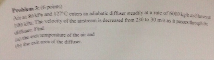 Solved Air at 80 kPa and 127 degree C enters an adiabatic | Chegg.com
