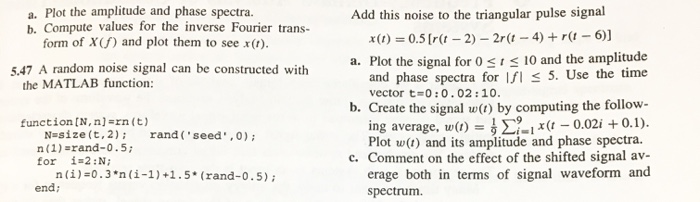 Solved Plot the amplitude and phase spectra. Compute values | Chegg.com