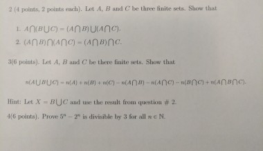 Solved Let A, B and C be time finite sets Show that A (B U | Chegg.com