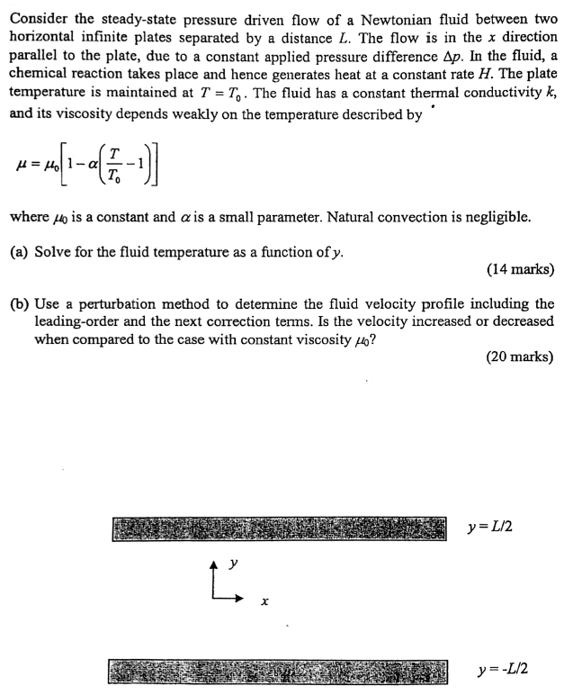Consider the steady-state pressure driven flow of a | Chegg.com