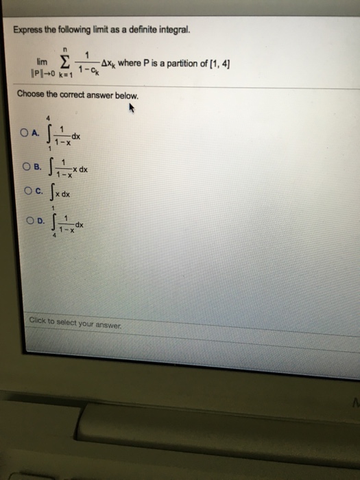 Solved Express the following limit as a definite | Chegg.com