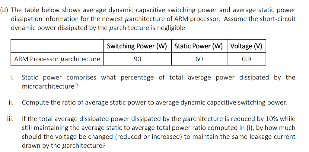 Solved D The Table Below Shows Average Dynamic Capacitive