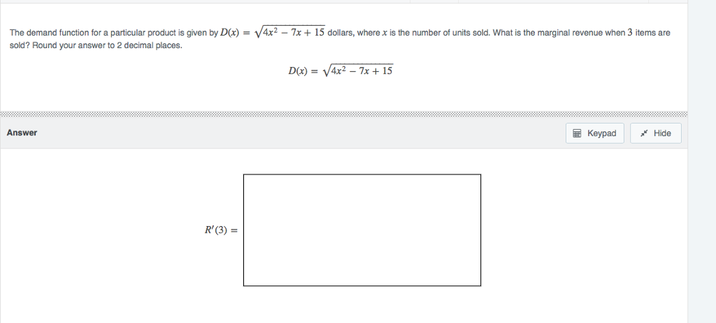 Solved The demand function for a particular product is given | Chegg.com