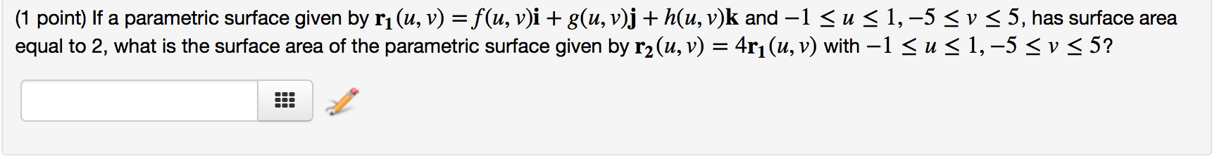 Solved (1 point If a parametric surface given by ri (u, v | Chegg.com