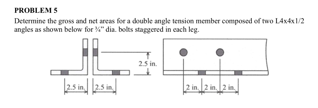 Solved PROBLEM 5 Determine the gross and net areas for a | Chegg.com