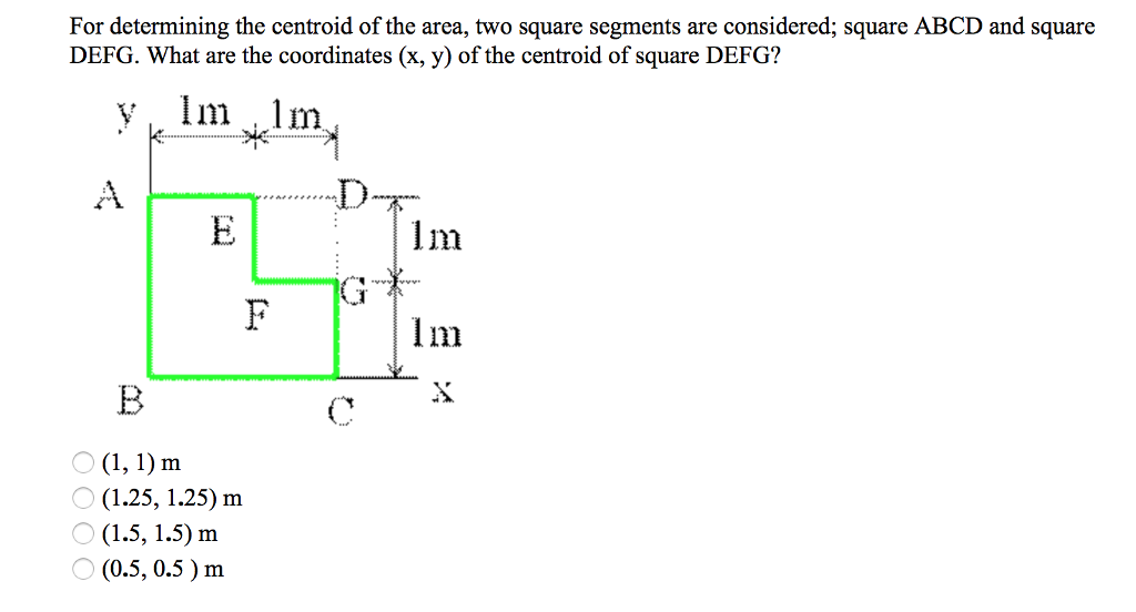 Solved For determining the centroid of the area, two square | Chegg.com