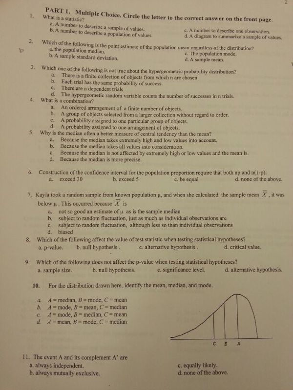 Solved Multiple Choice. Circle the letter to the correct | Chegg.com