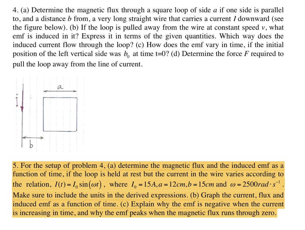 Solved 4. (a) Determine the magnetic flux through a square | Chegg.com