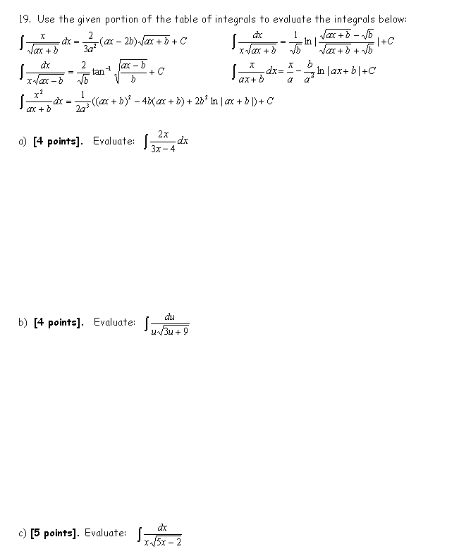 Solved Use the given portion of the table of integrals to | Chegg.com