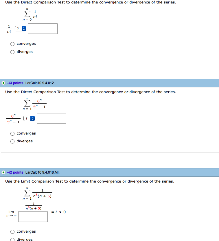 Solved Use the Direct Comparison Test to determine the | Chegg.com