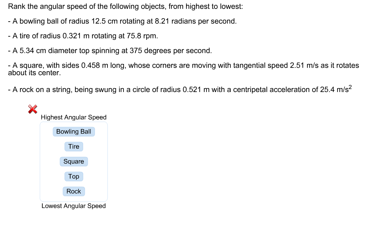 Solved Rank the angular speed of the following objects, from | Chegg.com