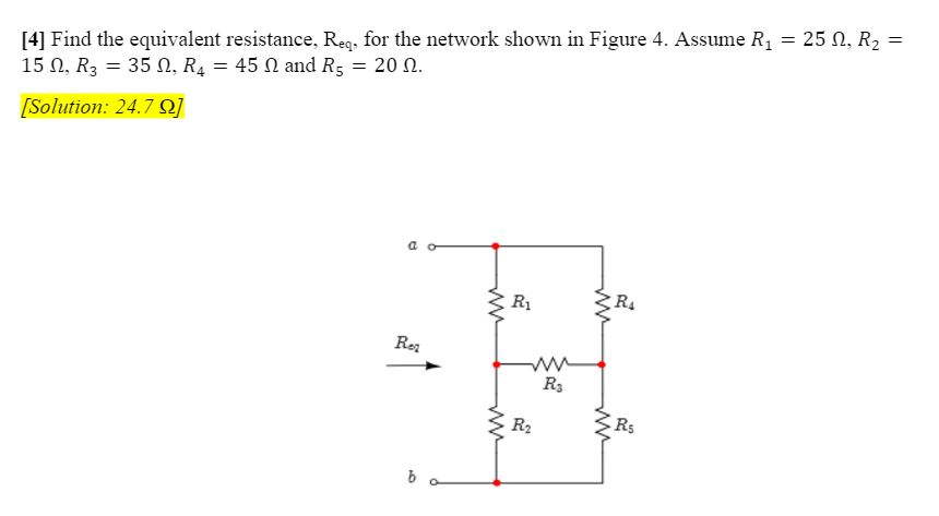 Solved Find the equivalent resistance, R_eq. for the network | Chegg.com