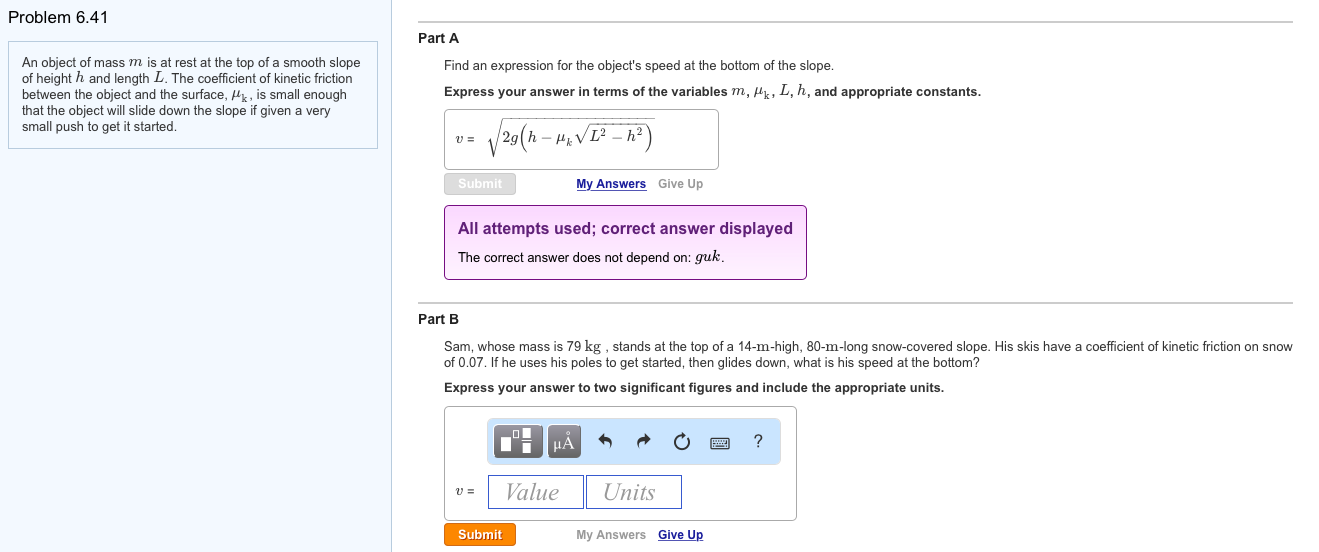 Solved An object of mass m is at rest at the top of a smooth | Chegg.com