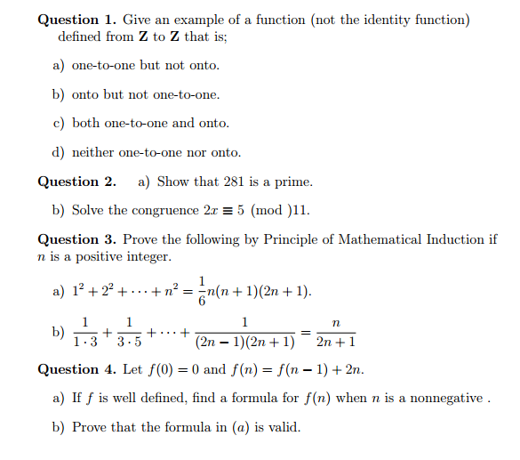 Solved Give An Example Of A Function not The Identity Chegg