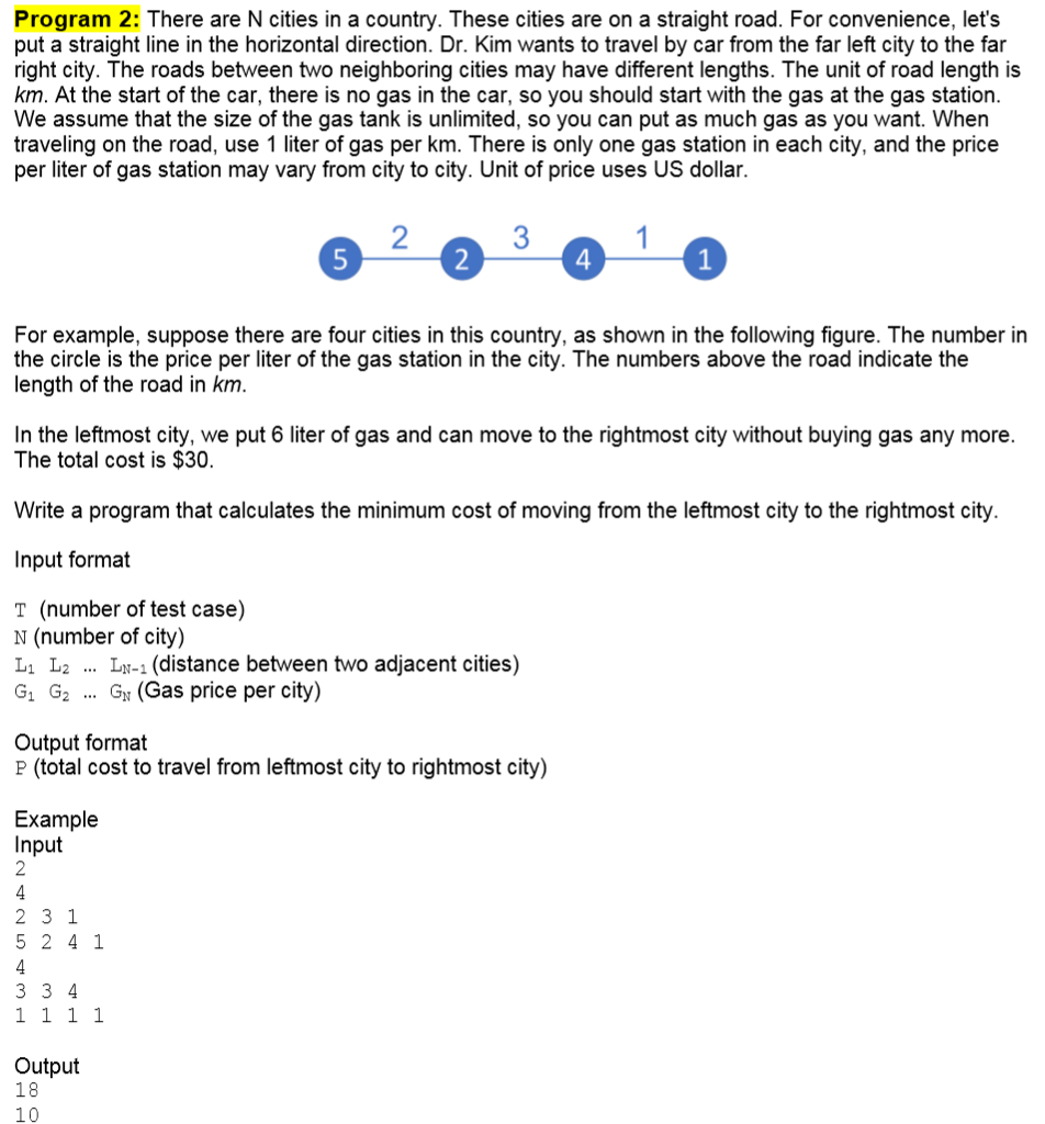 Solved Program 2: There are N cities in a country. These | Chegg.com