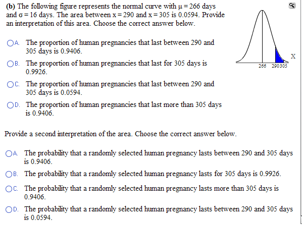 Solved (b) The following figure represents the normal curve | Chegg.com