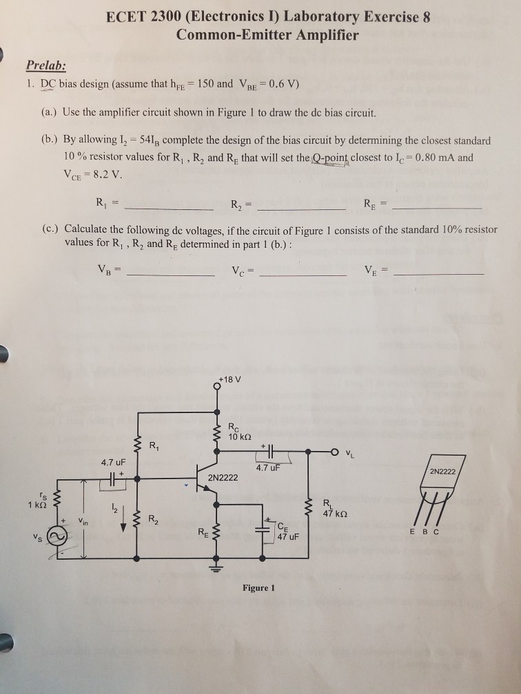 Solved ECET 2300 (Electronics I) Laboratory Exercise 8 | Chegg.com