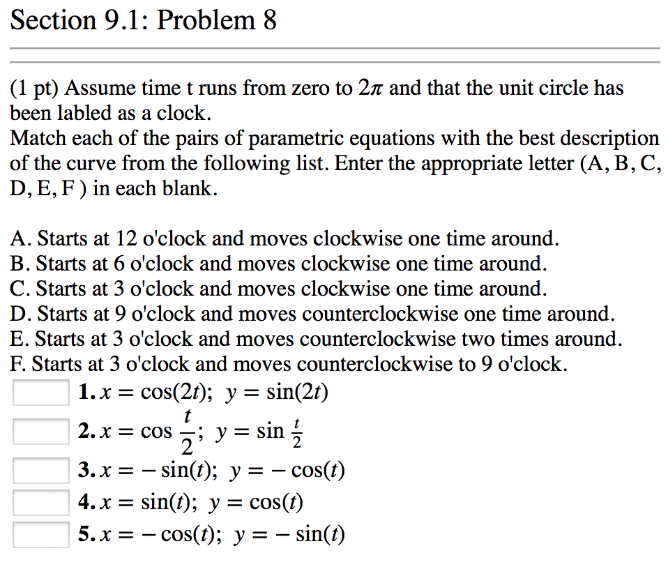 Solved Assume time t runs from zero to 2n and that the unit | Chegg.com