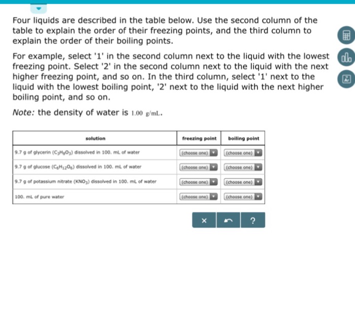 Solved What is the order of boiling and freezing points from | Chegg.com
