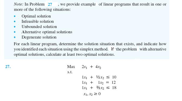 Solved In problem 27, we provide example of linear programs | Chegg.com