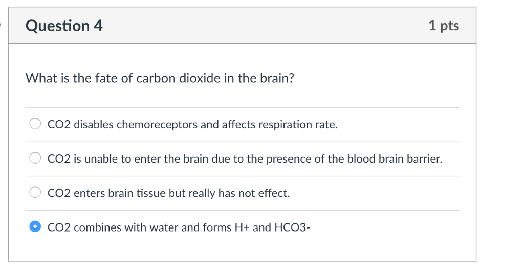 Solved Question 4 1 pts What is the fate of carbon dioxide | Chegg.com