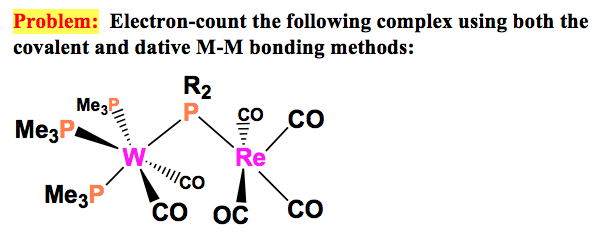 Solved Problem: Electron-count the following complex using | Chegg.com