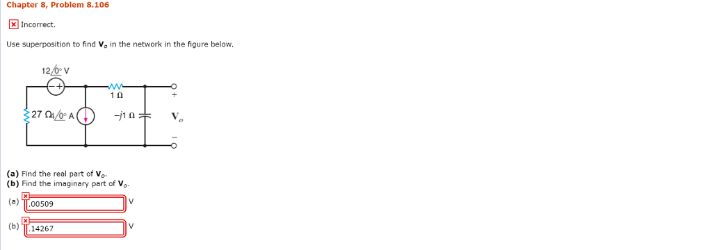 Solved Chapter 8, Problem 8.106 Incorrect Use superposition | Chegg.com