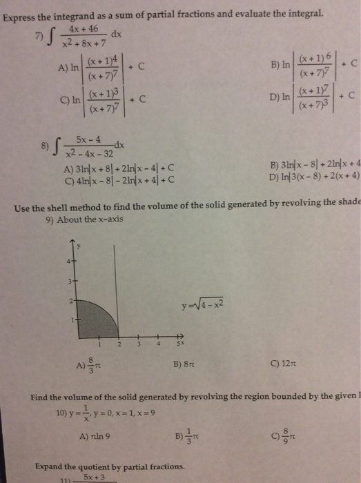 Solved Express the integrand as a sum of partial fractions | Chegg.com