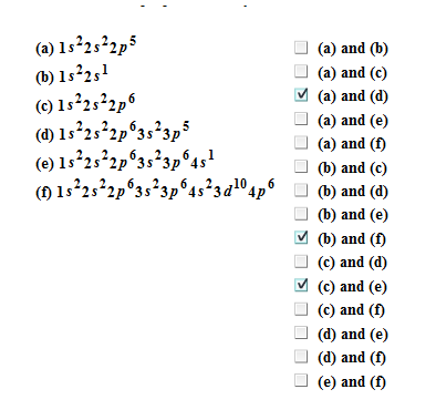 Solved Group the following electron configurations in pairs | Chegg.com