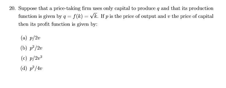 Solved 14. Consider a price-taking firm with cost function | Chegg.com