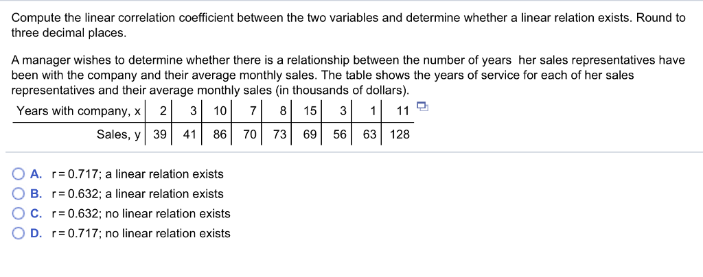 Solved Compute The Linear Correlation Coefficient Between