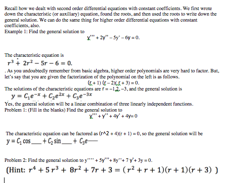 Solved Recall how we dealt with second order differential | Chegg.com