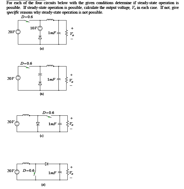 Solved For each of the four circuits below with the given | Chegg.com