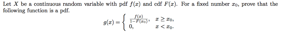 Solved Let X be a continuous random variable with pdf f(x) | Chegg.com