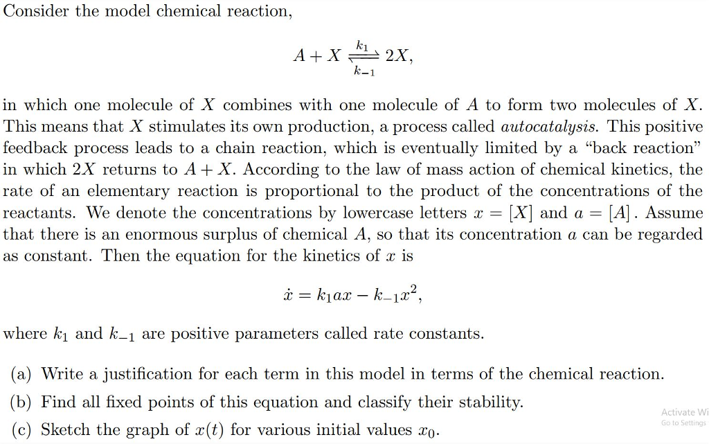 Solved Consider the model chemical reaction, ki in which one | Chegg.com