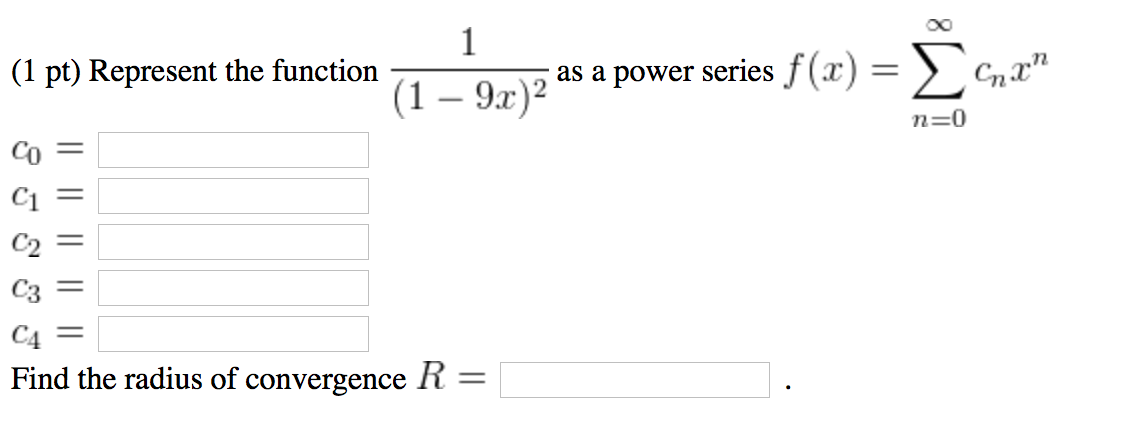 Solved Represent the function 1 / (1 -9x)^2 as a power | Chegg.com