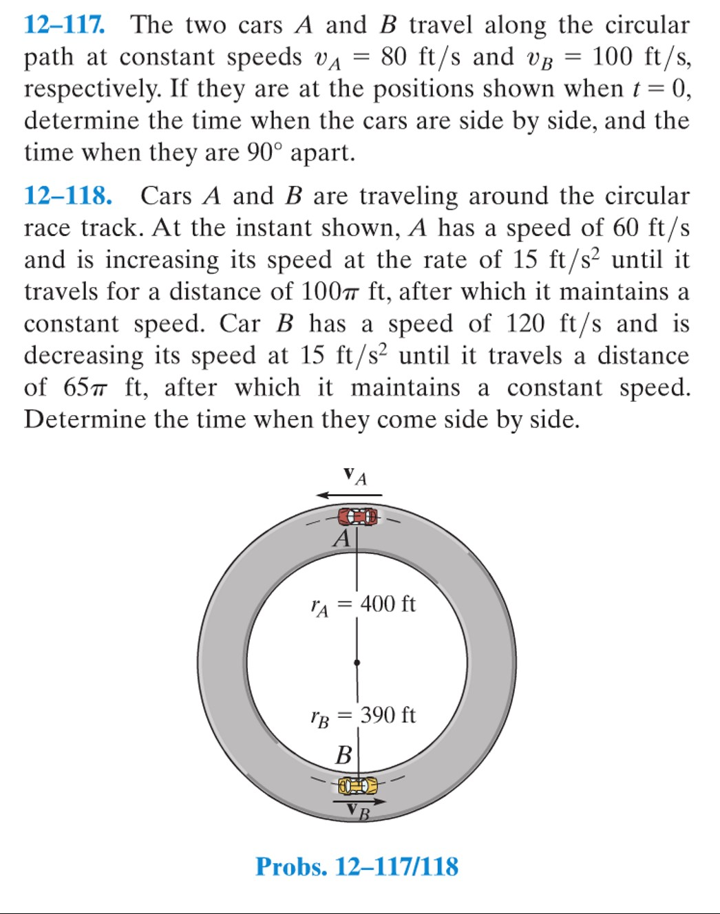 The two cars A and B travel along the circular path | Chegg.com