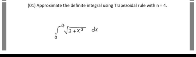 Solved Approximate the definite integral using Trapezoidal | Chegg.com