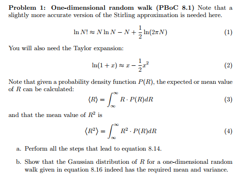 Problem 1 One Dimensional Random Walk Pboc 8 1