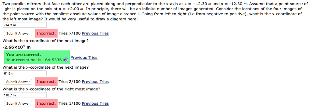 Solved Two parallel mirrors that face each other are placed | Chegg.com