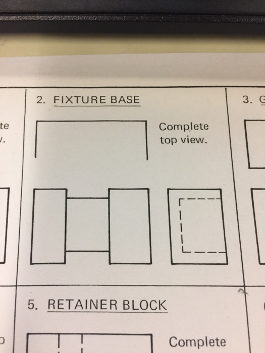 Solved te 2. FIXTURE BASE Complete top view 5. RETAINER | Chegg.com