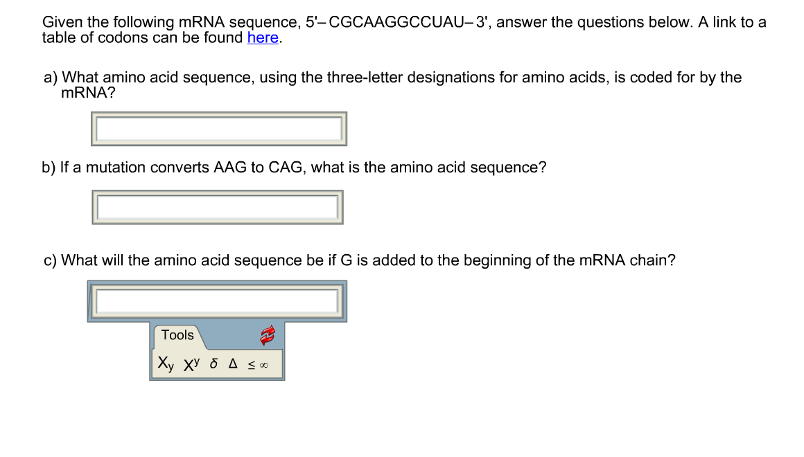 Solved Given the following mRNA sequence, | Chegg.com