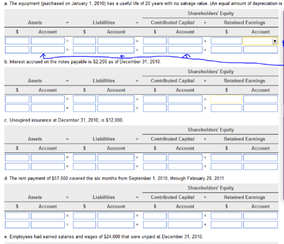 Solved a. The equipment (purchased on January 1, 2010) has a | Chegg.com