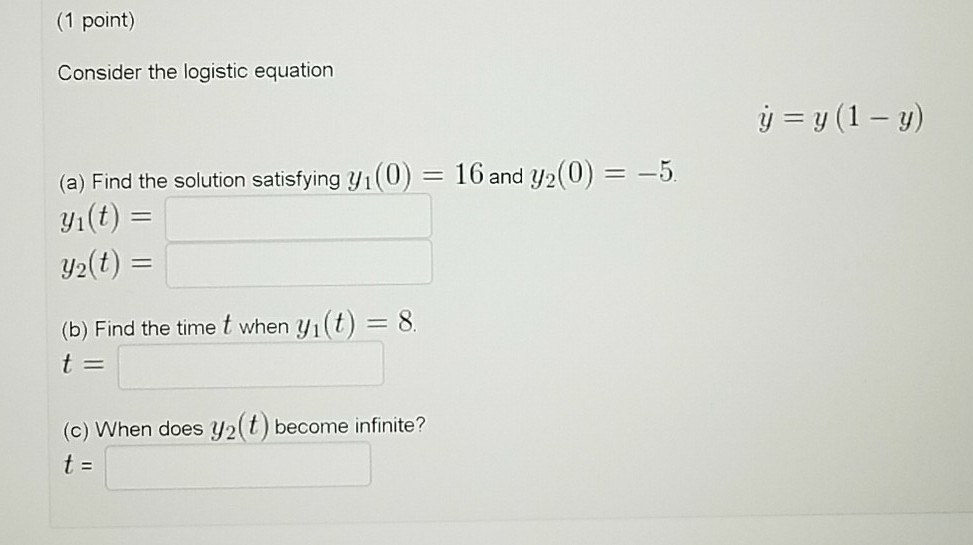 Solved (1 point) Consider the logistic equation (a) Find the | Chegg.com