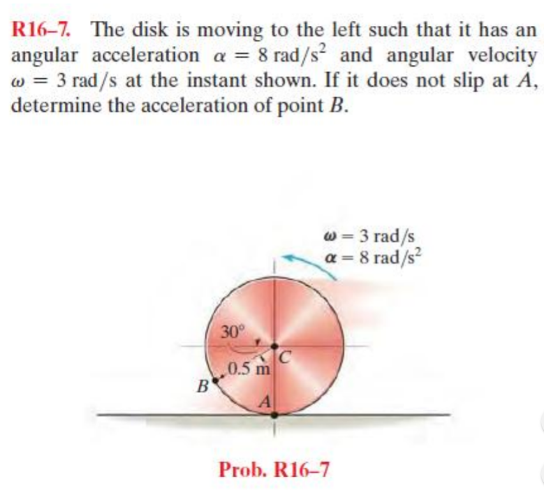 Solved R16-7. The disk is moving to the left such that it | Chegg.com